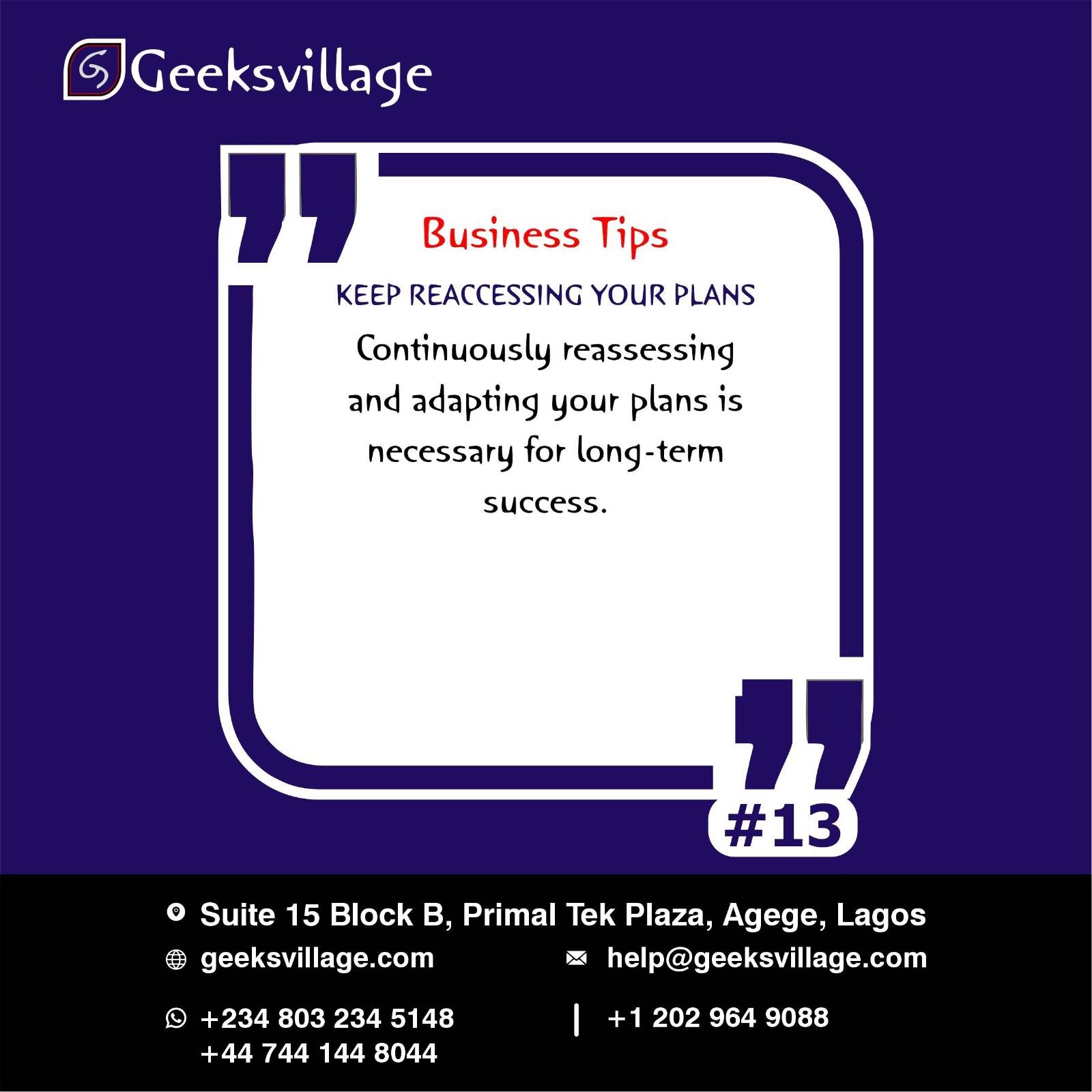 KEEP REACCESSING YOUR PLANS | Geeksvillage Blog